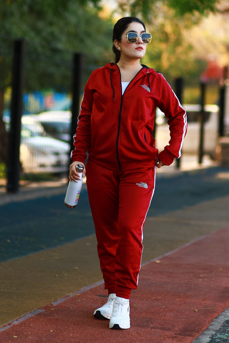 TNF 2 Stripes Maroon Tracksuit – Fusions Flare