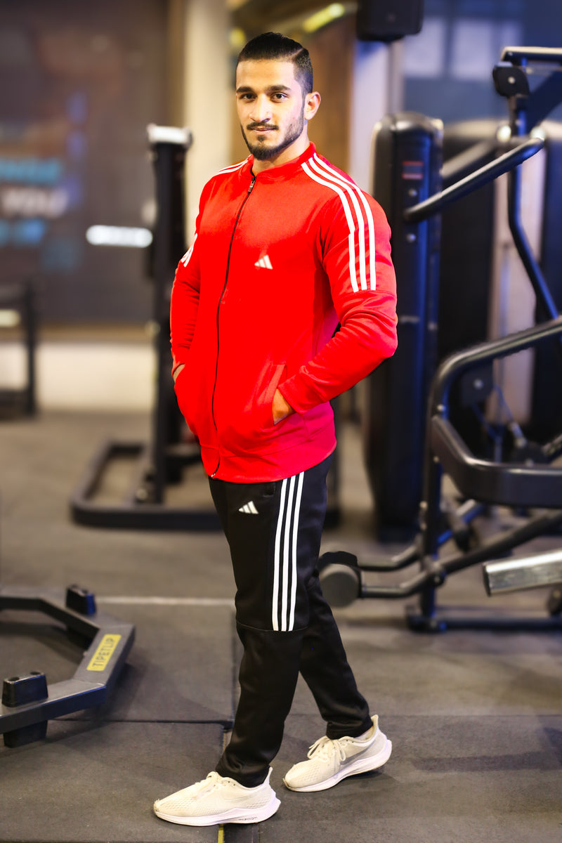 Men Red Tri Adi Liner Tracksuit – Fusions Flare
